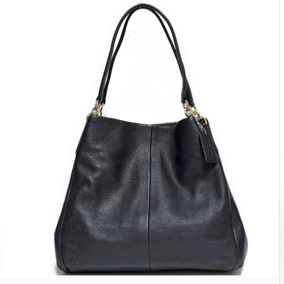 Coach | Bags | Coach Phoebe Soft Black Pebbled Leather Shoulder Bag | Poshmark